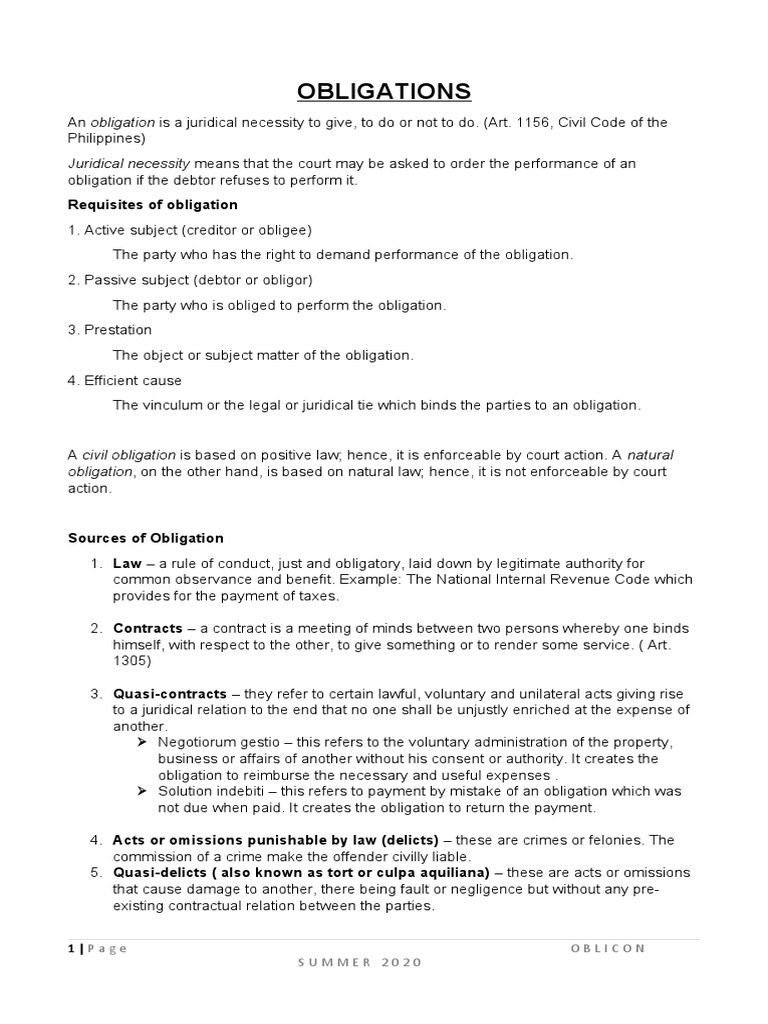 Obligations: Juridical Necessity Means That The Court May Be Asked To ...