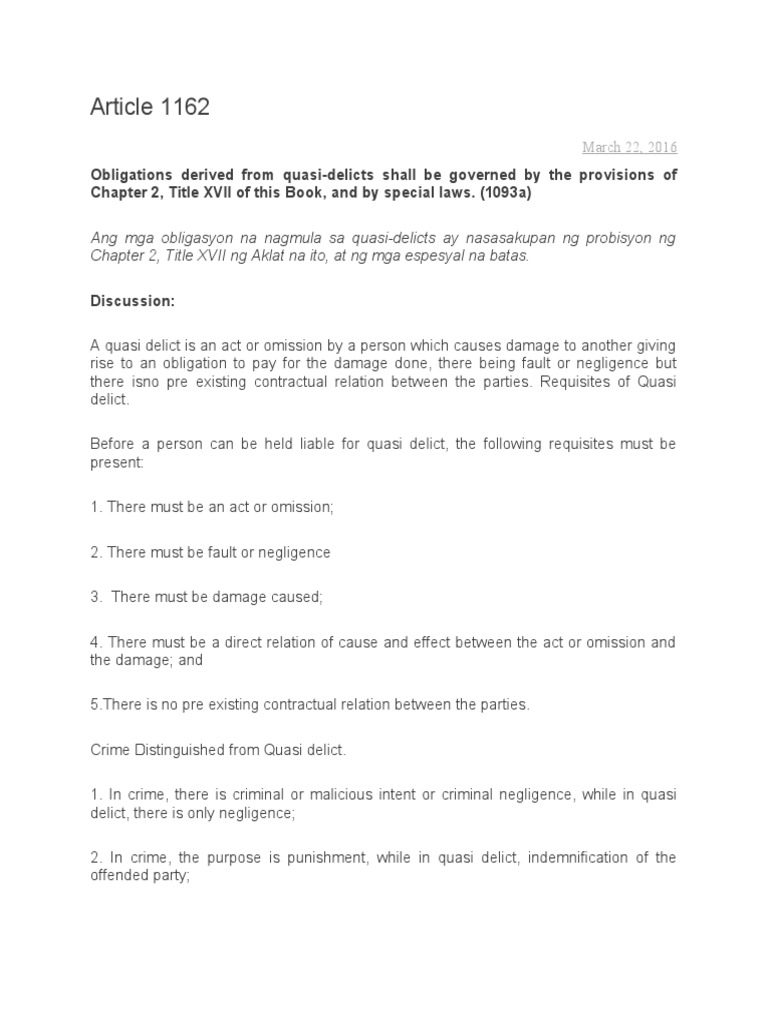 Article 1162 | PDF | Negligence | Burden Of Proof (Law)