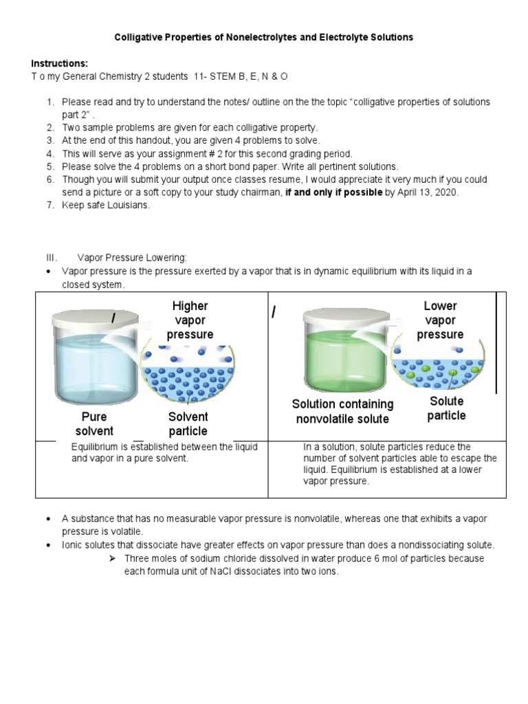 Higher Vapor Pressure Lower Vapor Pressure | PDF | Osmosis | Solution