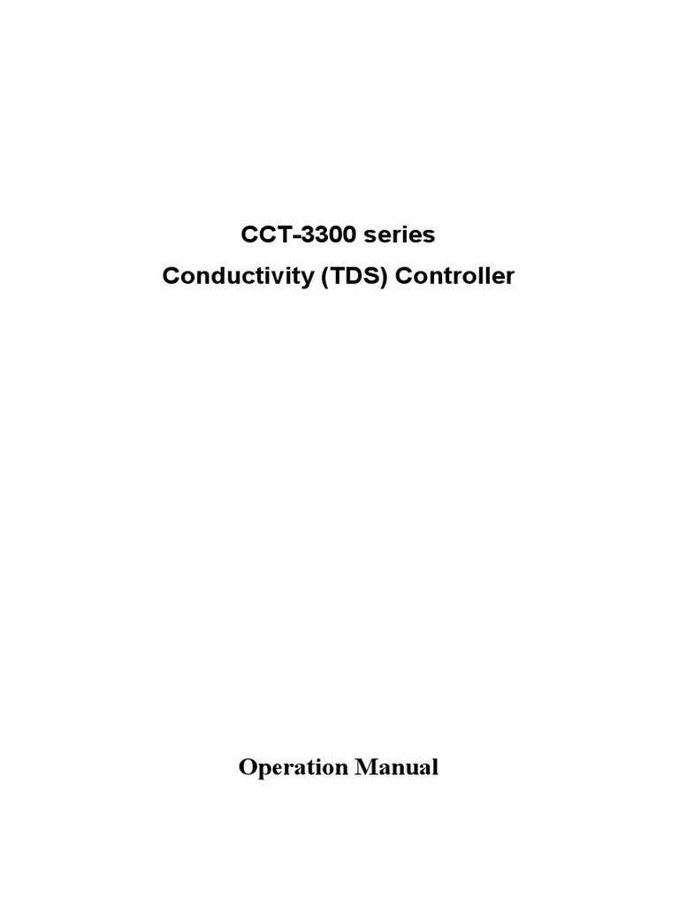 CCT-3300 Series Conductivity (TDS) Controller | PDF | Power Supply | Alternating Current