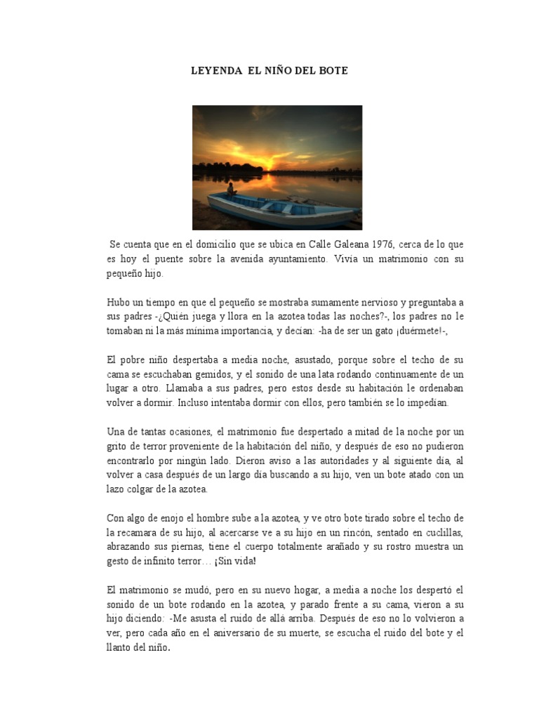 Leyenda El Niño Del Bote | PDF