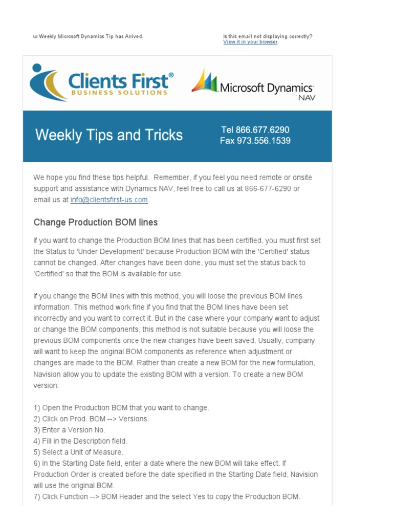 Change BOM (BOM Versions On NAV Dynamics Training Videos | PDF ...