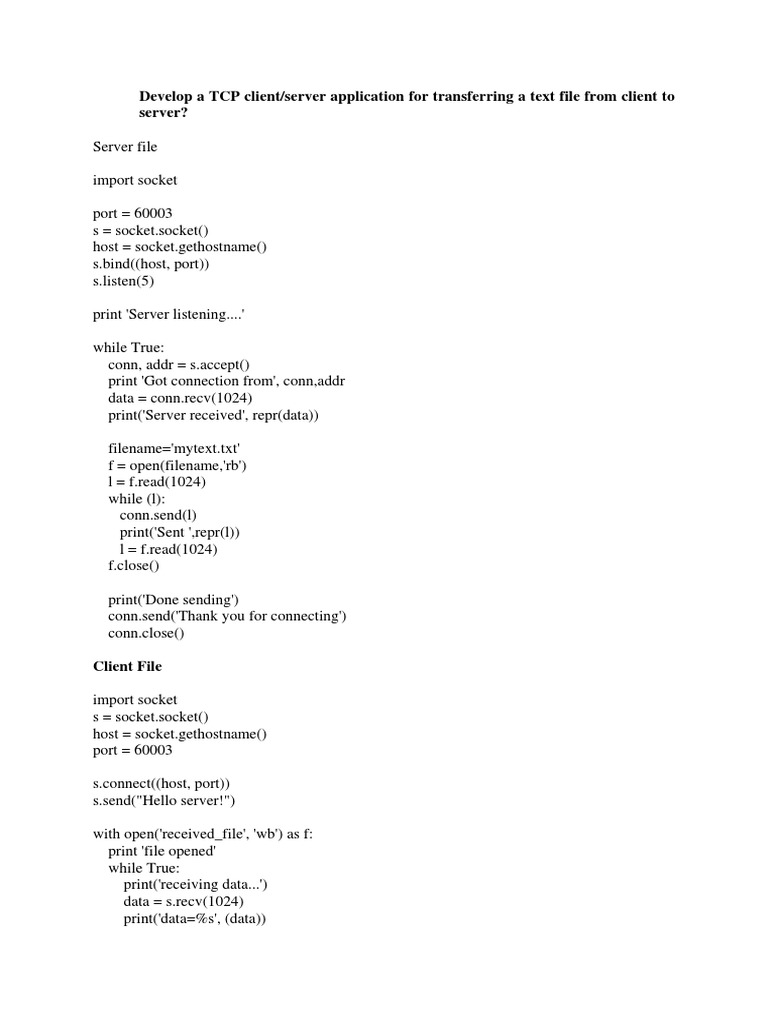 File Transfer Using TCP | PDF