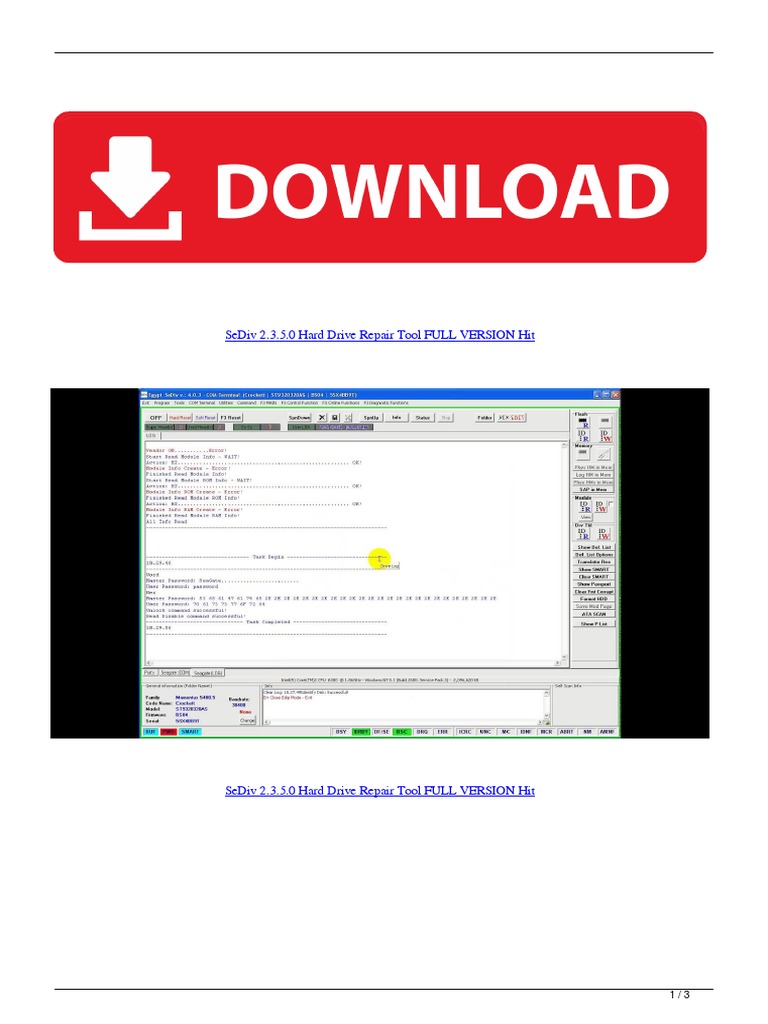 Sediv 2.3.5.0 Hard Drive Repair Tool Full Version Hit | PDF | Hard Disk ...