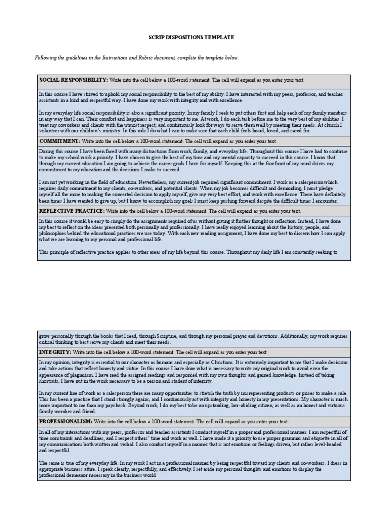 Following The Guidelines in The Instructions and Rubric Document ...