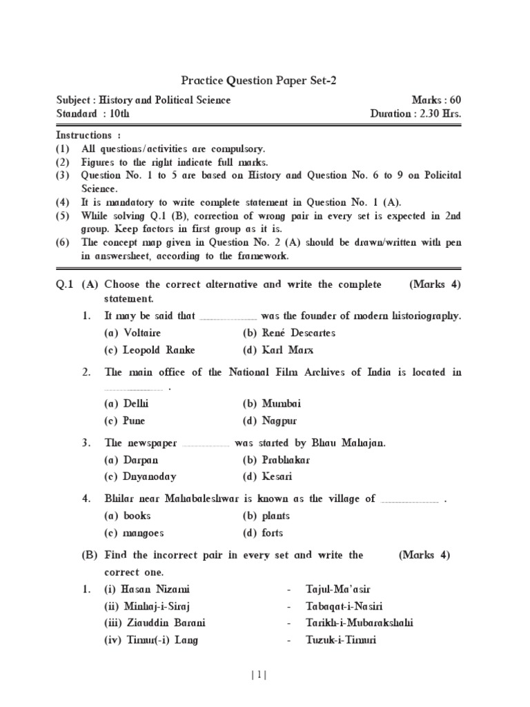 Practice Question Paper Set-2: Instructions | PDF | Elections | Democracy