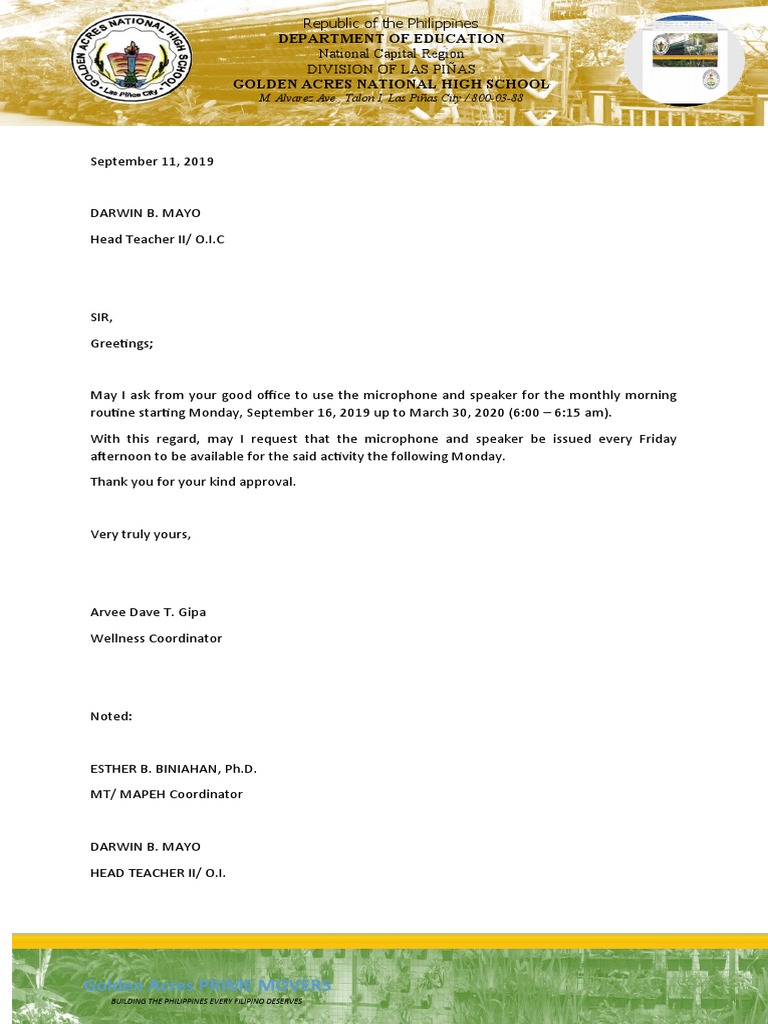 Letter For Flag Cem | PDF