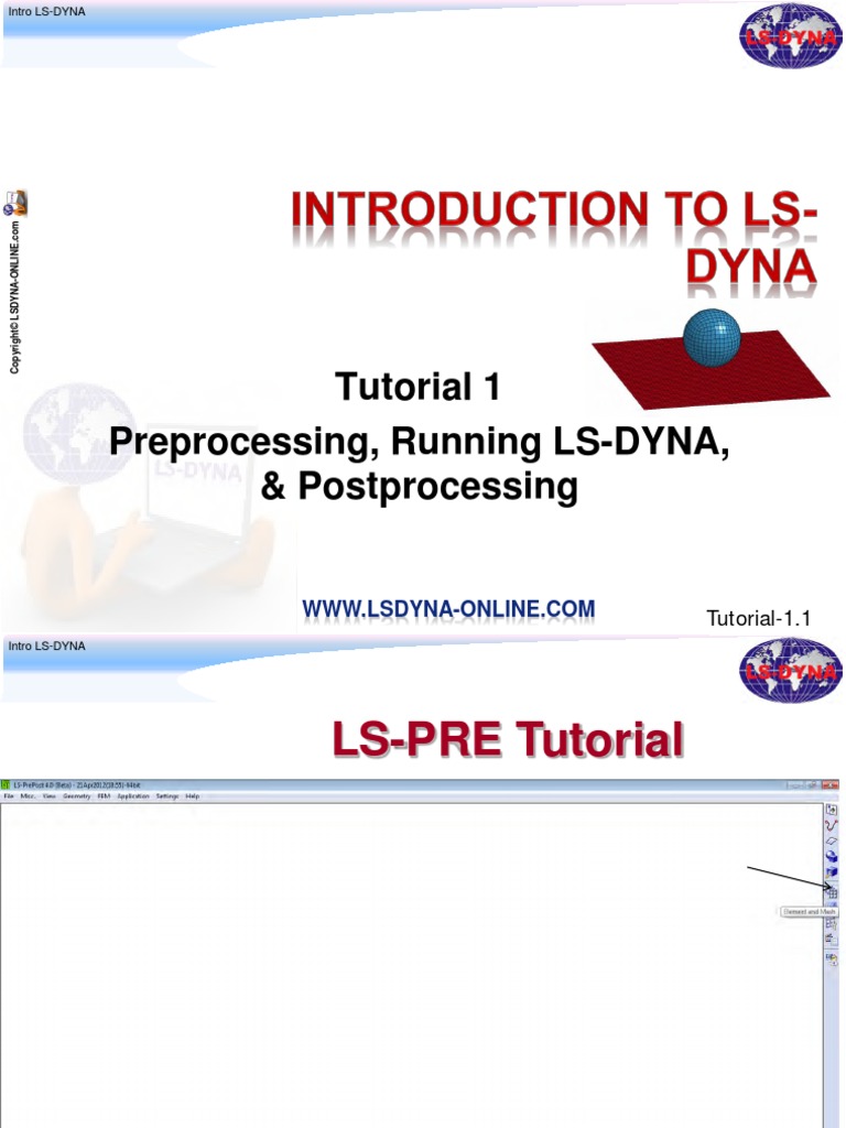 Tutorial 1 Preprocessing, Running LS-DYNA, & Postprocessing | PDF | Computer Data | Computing