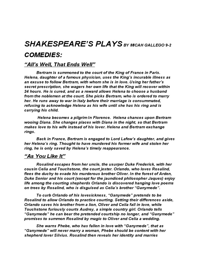 Shakespeare Plays | PDF | The Comedy Of Errors | Characters In Romeo ...