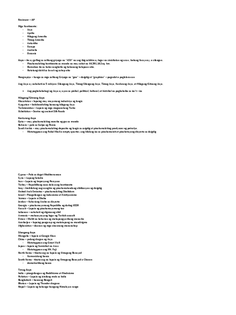 First Grading AP Reviewer Grade 7 PDF