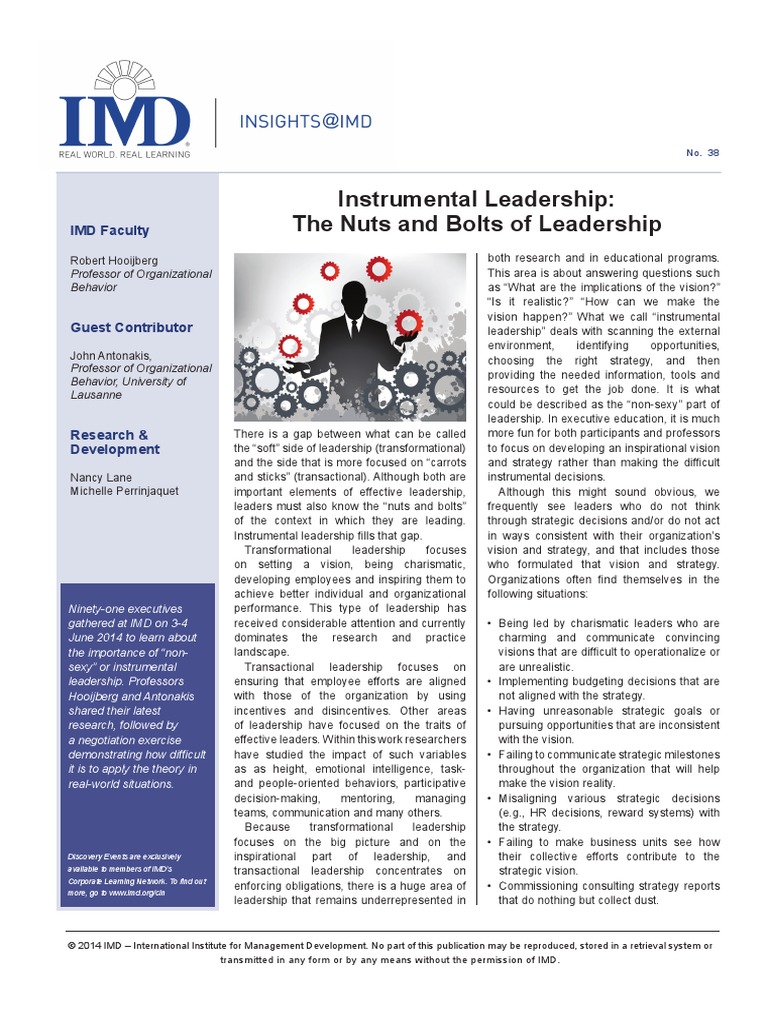 38 - Instrumental Leadership PDF | PDF | Transformational Leadership ...