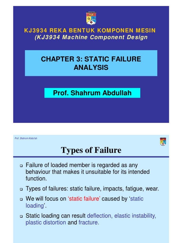 Chapter 3: Static Failure Analysis: Kj3934 Reka Bentuk Komponen Mesin ...