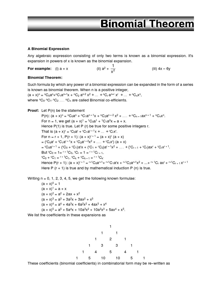 A Binomial Expression | PDF | Elementary Mathematics | Combinatorics