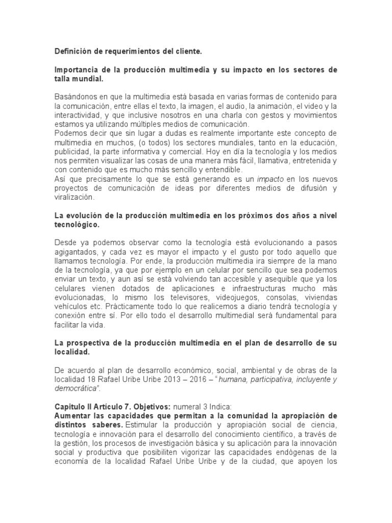 Analisis - Definición de requerimientos del cliente.docx | PDF ...