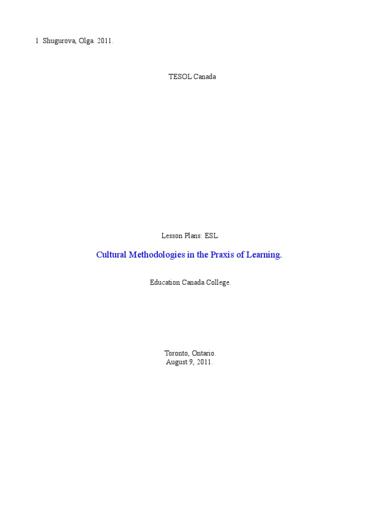 Olga TESOL Lesson Plans | Download Free PDF | Phrase | English Language