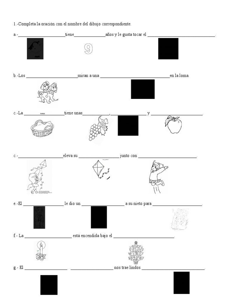 Completa las Oraciones con Dibujos | PDF
