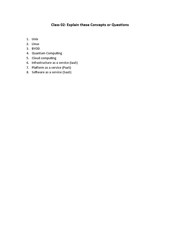 Class 02: Explain These Concepts or Questions | PDF | Computers