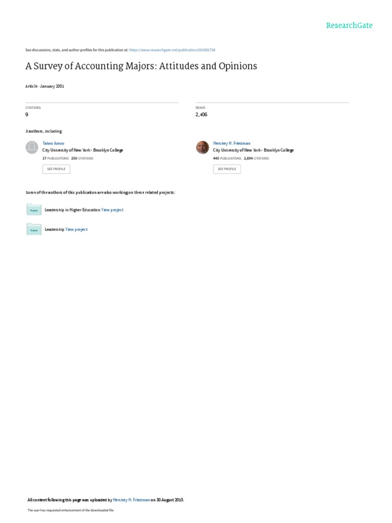 Survey of Accounting Student Attitudes | PDF | Accounting | Business