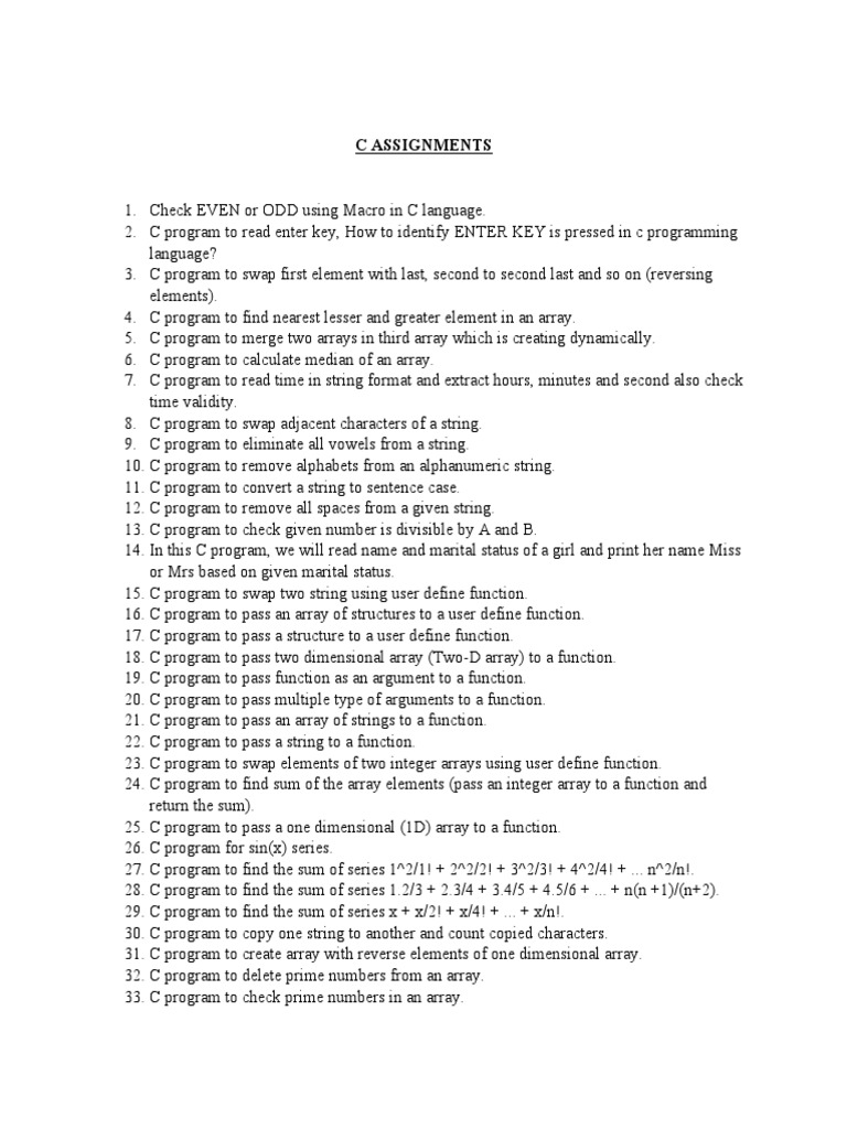 C Assignments Arrays Strings Patterns Pdf String Computer Science Matrix Mathematics