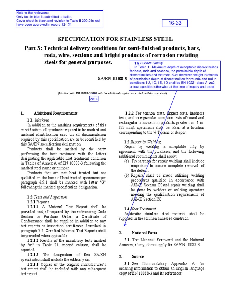 Specification For Stainless Steel Part 3: Technical Delivery Conditions ...