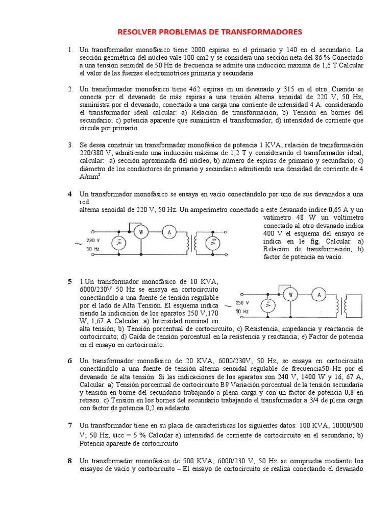 Resolver PROB DE TRAFO OJO 1 | PDF | Transformador | Corriente eléctrica