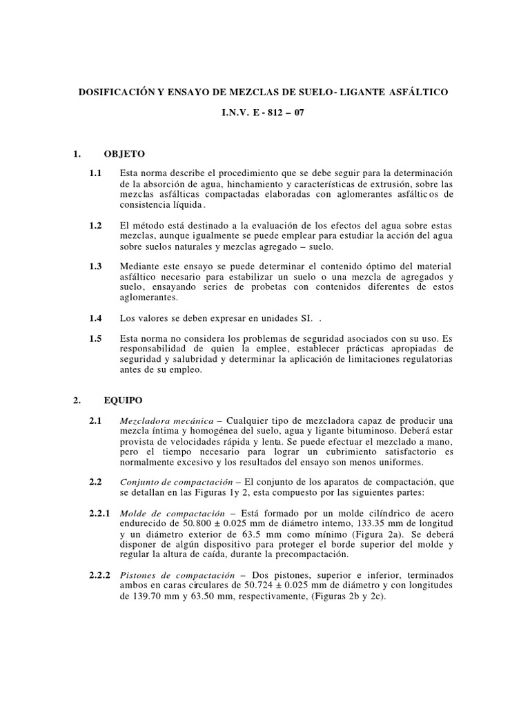 Norma INV E-812-07 PDF | PDF | Extrusión | Agua