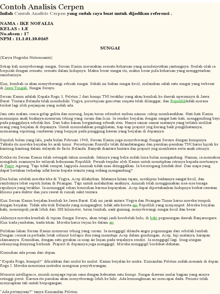 Contoh Analisis Cerpen | PDF