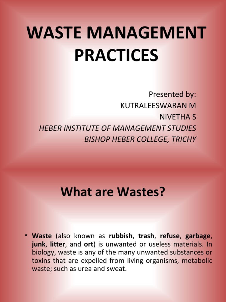 Waste Management Practices: Heber Institute of Management Studies ...