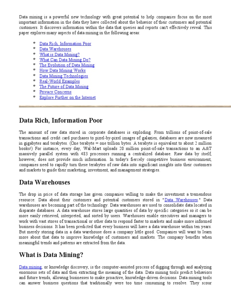 Data Rich, Information Poor | PDF | Data Mining | Data Warehouse