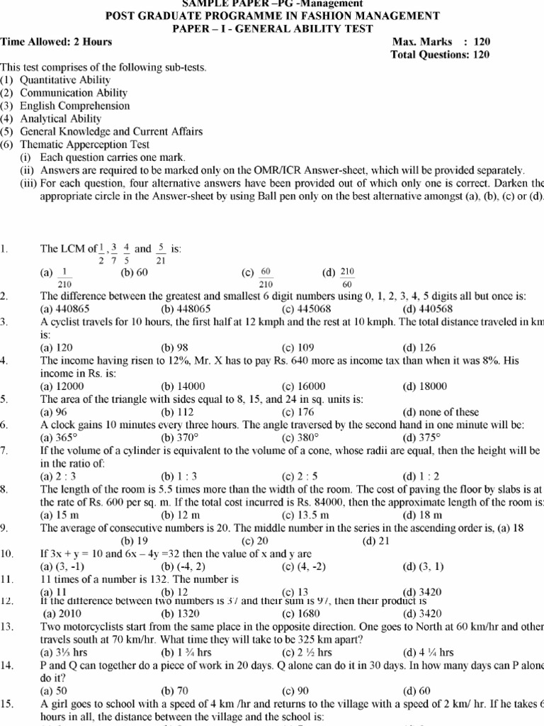 Sample Paper For Nift Management | PDF