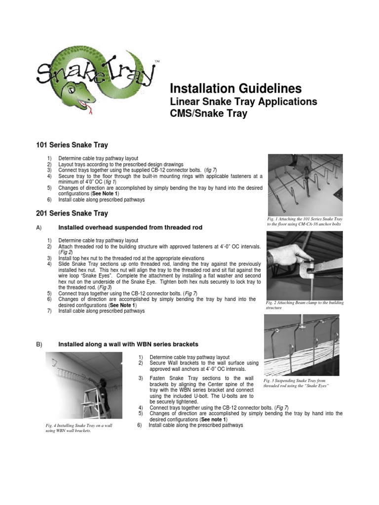 Snake Tray Installation Instructions | PDF | Nut (Hardware) | Screw