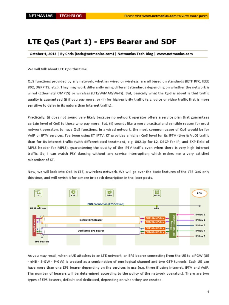 Netmanias.2013.10.01.LTE QoS (Part 1) - EPS Bearer and SDF PDF | PDF ...