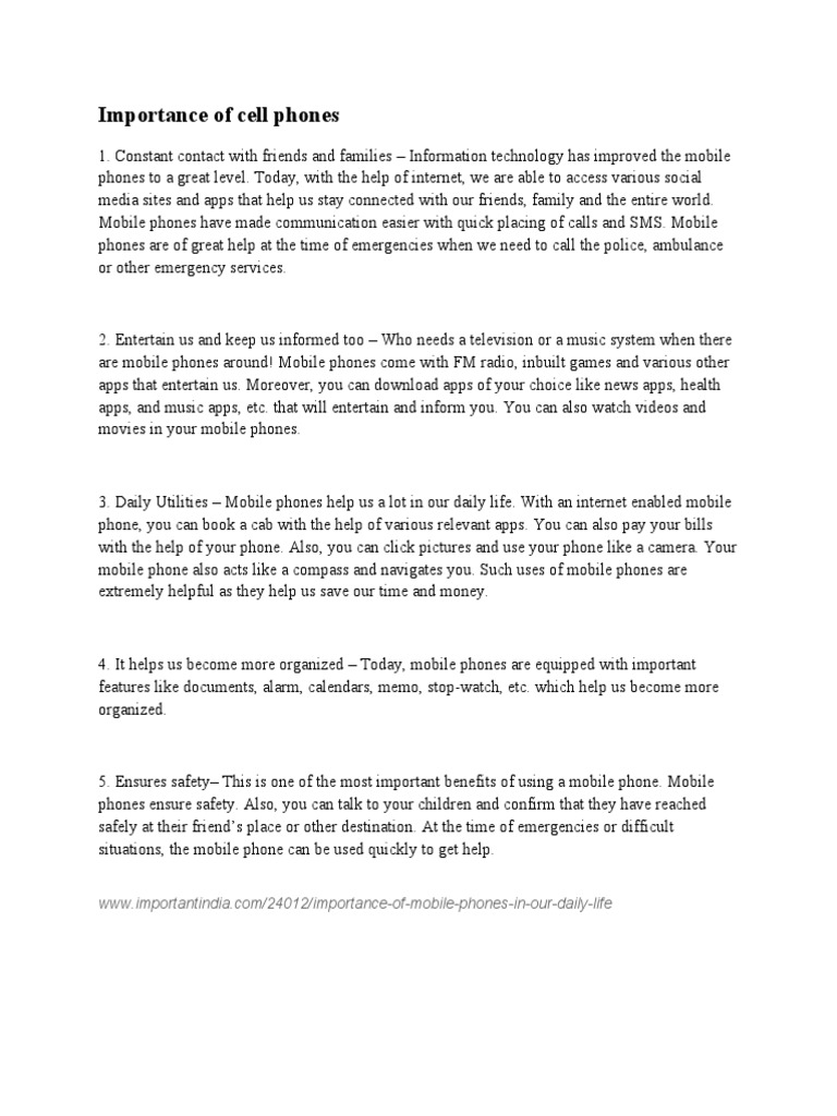 Importance of Cell Phones | PDF | Mobile Phones | Mobile App