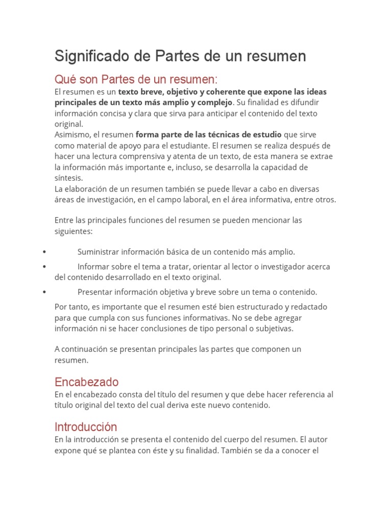 Estructura de Un Resumen | Descargar gratis PDF | Información | Cognición