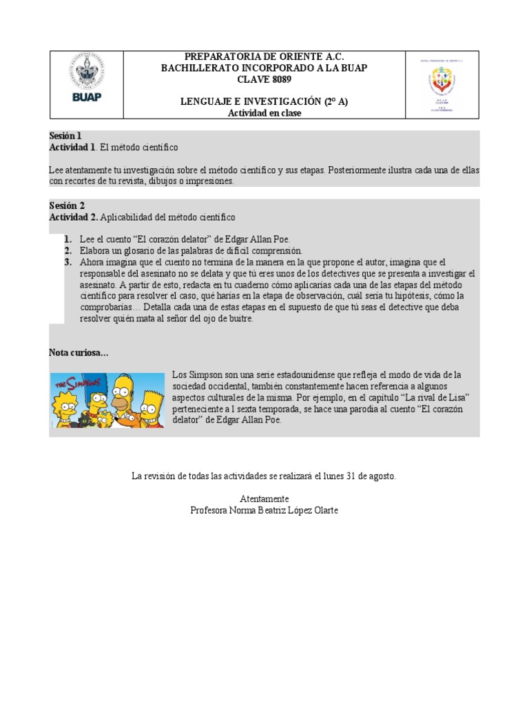 Método Científico en Actividades Escolares | PDF | Ficción general