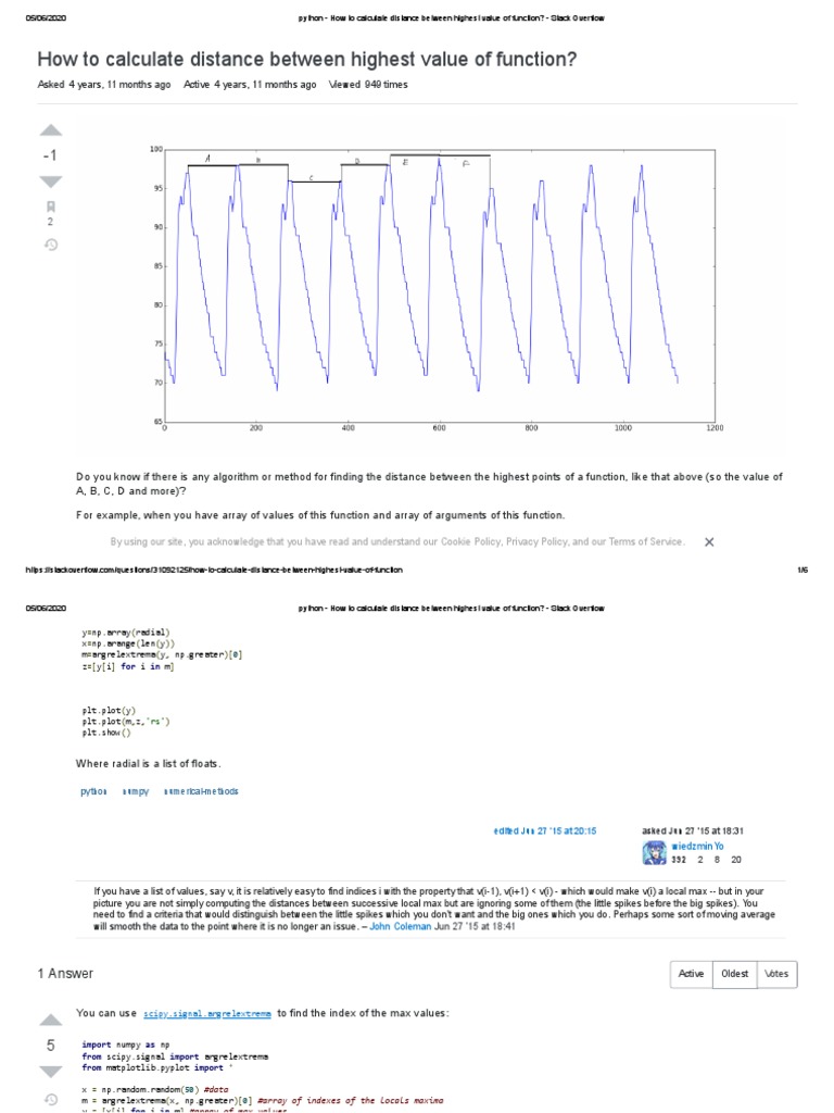 Python - How To Calculate Distance Between Highest Value of Function - Stack Overflow | PDF ...