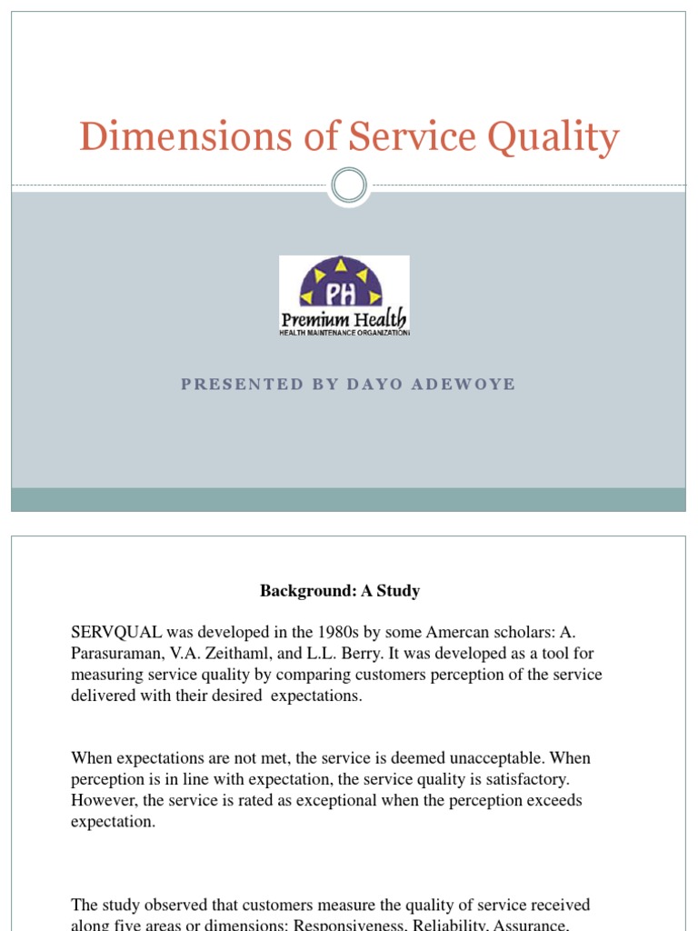 Service Quality Dimensions With Examples | PDF