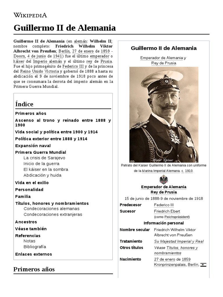 Guillermo II de Alemania | PDF | Wilhelm Ii | Gobierno