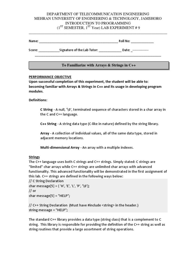 Itp Lab 9 | Download Free PDF | Array Data Type | Array Data Structure