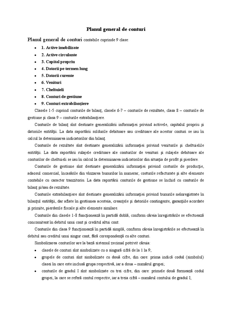 Planul General de Conturi | PDF