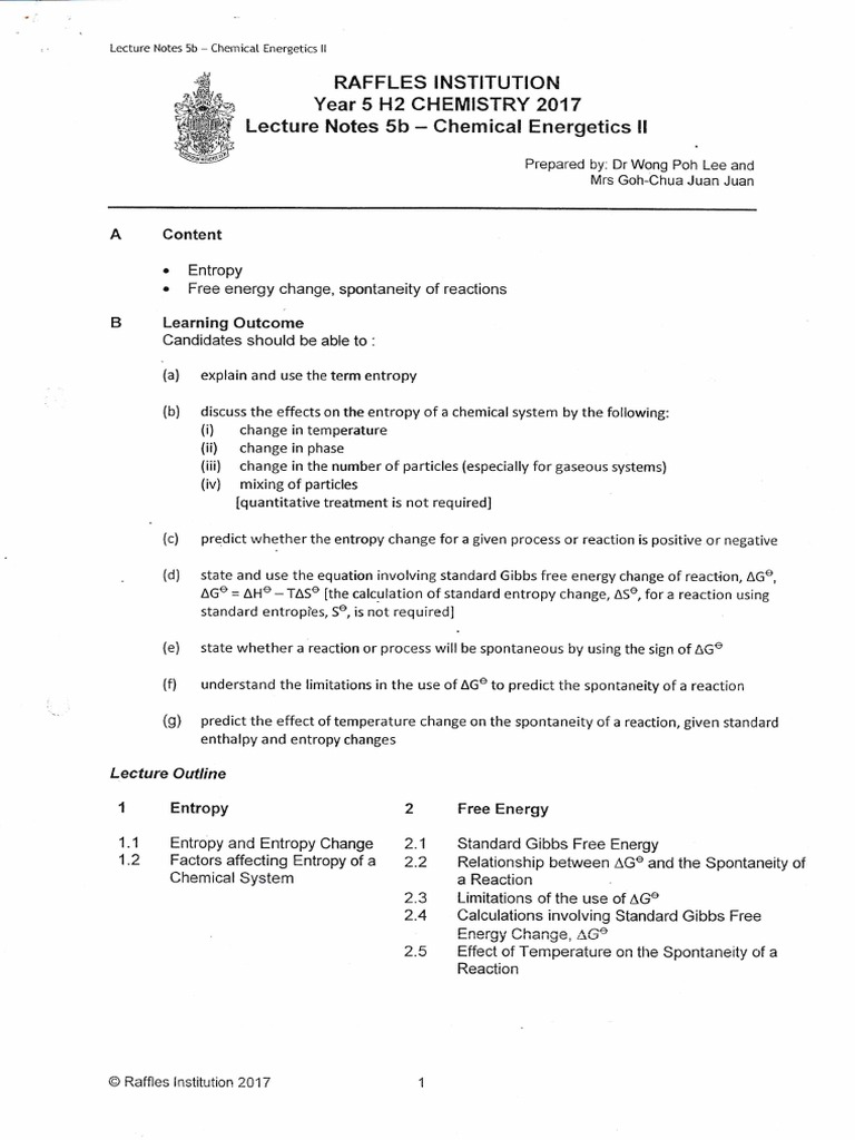 Lecture Notes 5b - Chemical Energetics II | PDF