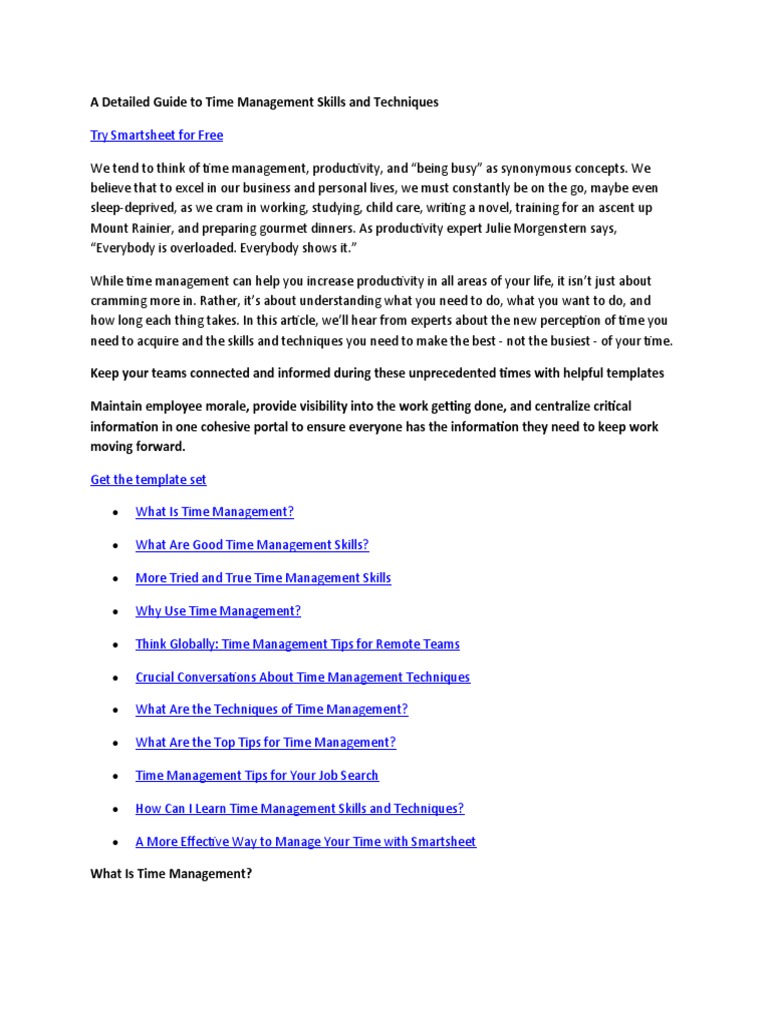 Effective Time Management Techniques | PDF | Time Management ...