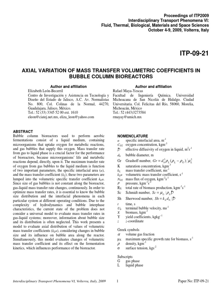 Axial Variation of Mass Transfer Volumet PDF | PDF | Fluid Dynamics | Colloid