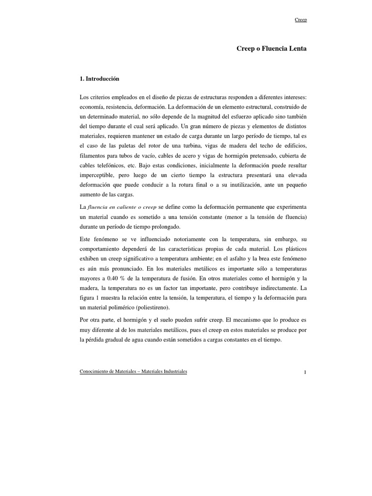 Creep en Materiales: Definición y Efectos | PDF | Fluencia (deformación ...