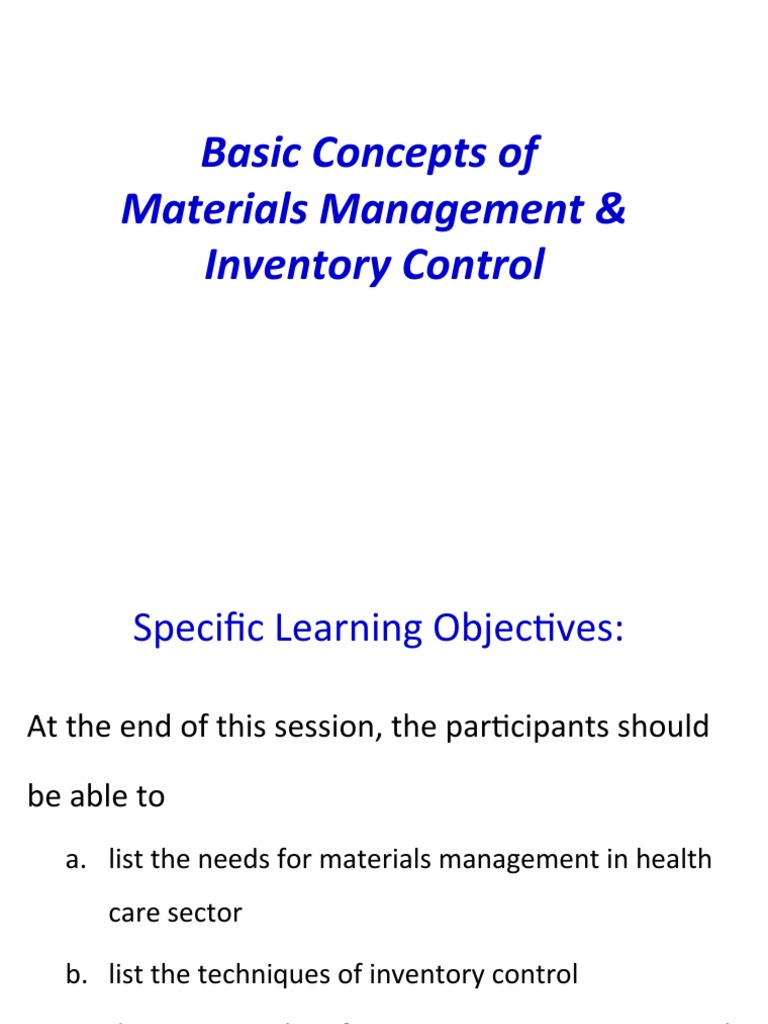 Materials Management & Inventory Control | PDF | Inventory | Supply ...