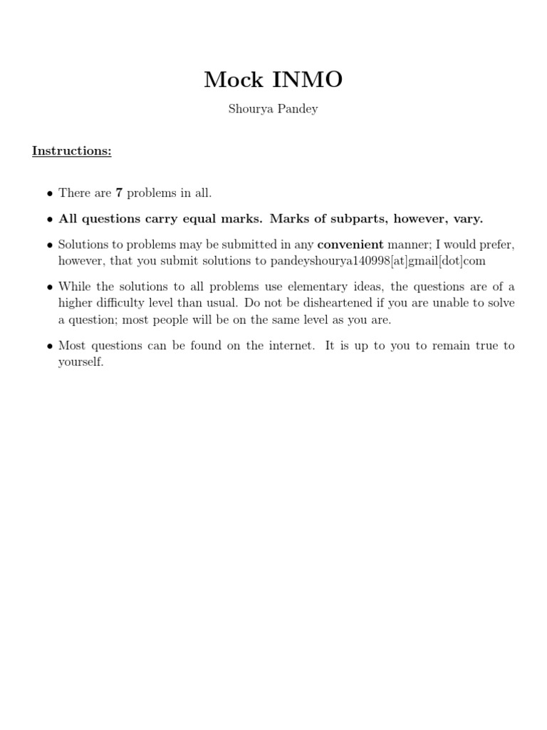Mock INMO Biomathematics | PDF | Natural Number | Triangle
