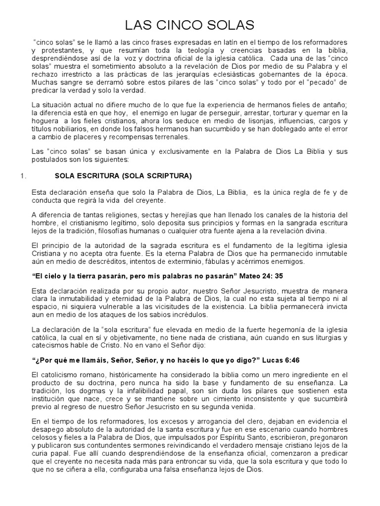 Las Cinco Solas | PDF | Biblia | Cristo (título)