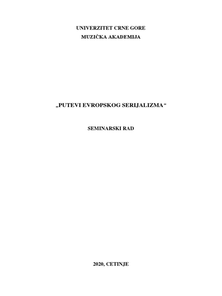 Putevi Evropskog Serijalizma | PDF