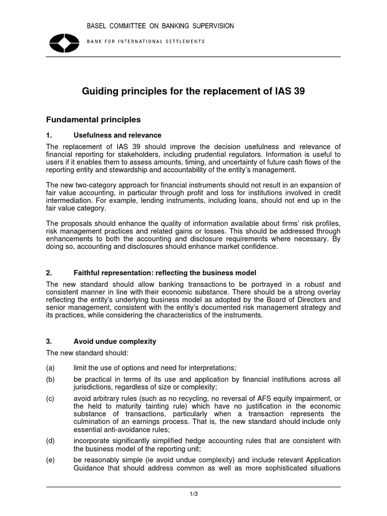 Guiding Principles For The Replacement of IAS 39 2009 | PDF | Fair ...