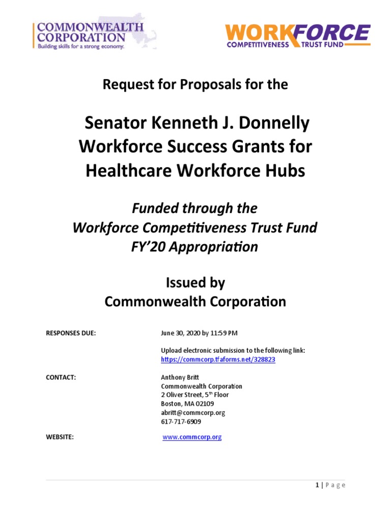 Healthcare Workforce Grants RFP 2020 | PDF | Workforce Development ...
